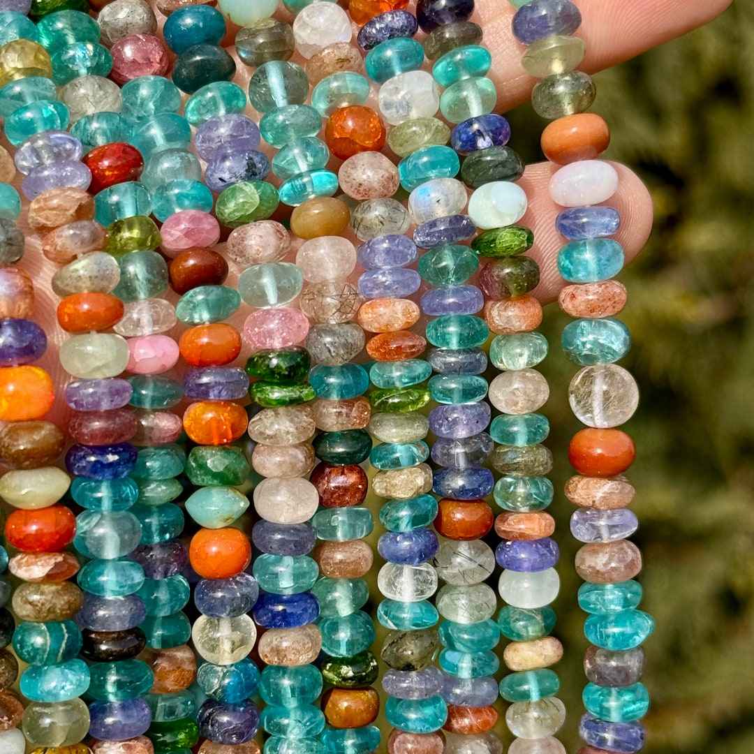 Multi Gemstone Bead Strand, 5mm - 6mm, Gemstone Rondelles for Silk ...
