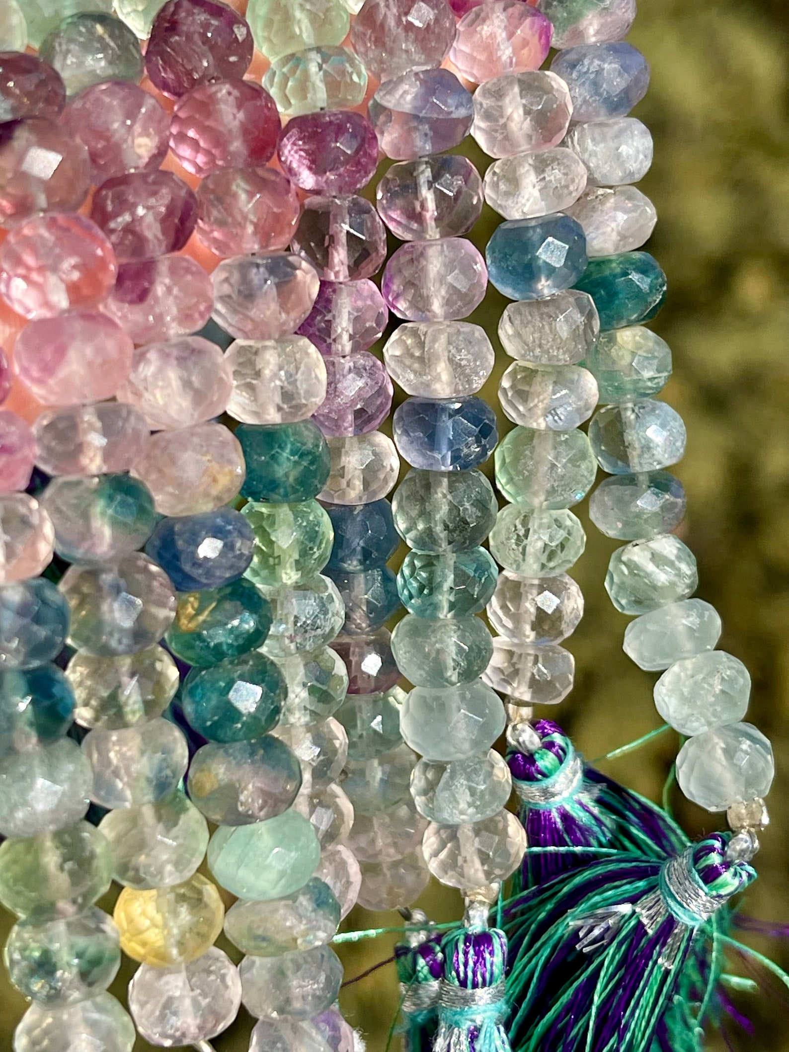 SCRATCH AND DENT Rainbow Fluorite Beads, 7mm - 8mm Faceted Rondelles ...