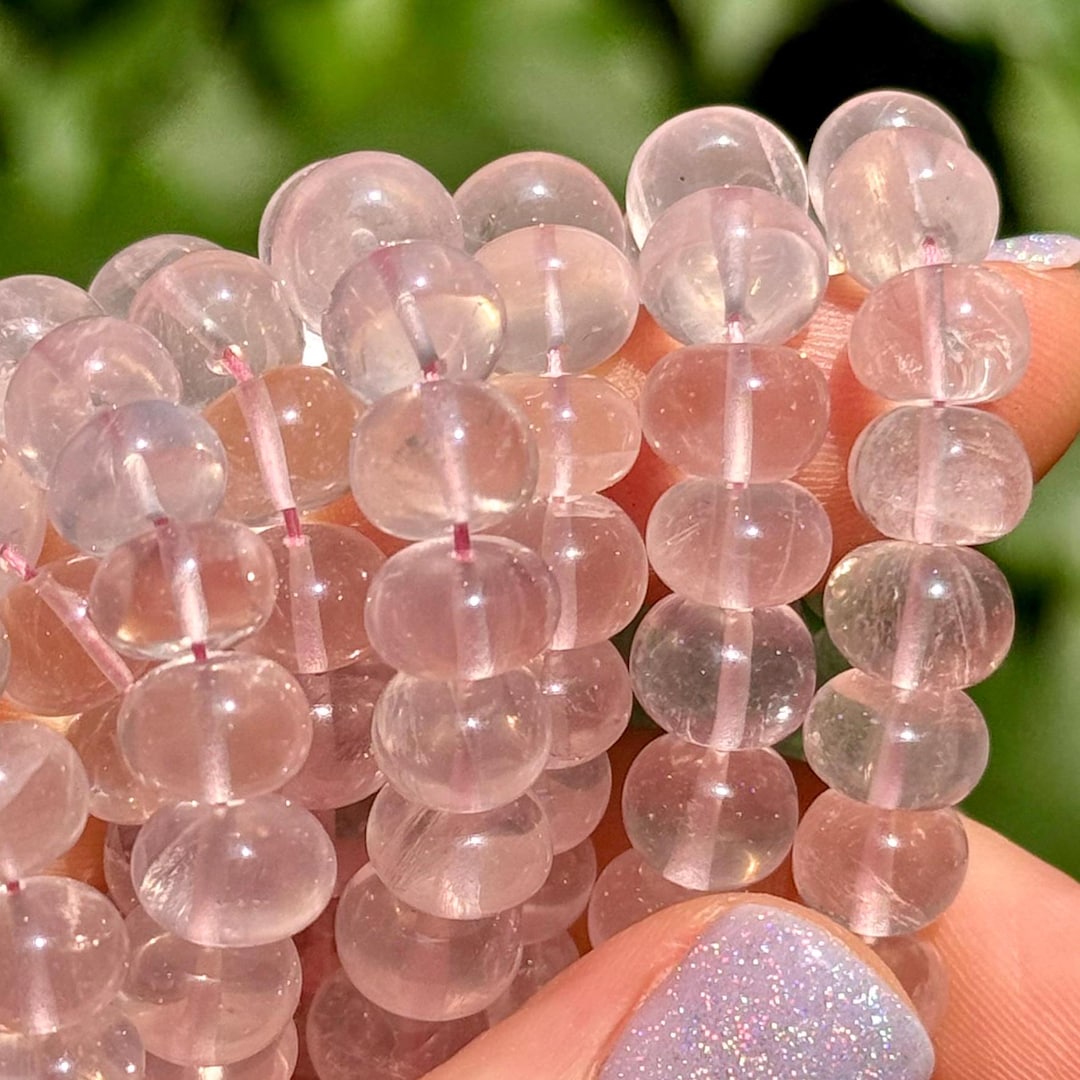 Rose Quartz Rondelles, 6mm - 8mm, Graduated Rondelle Beads, 18", Rose ...