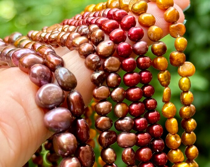 Set of EIGHT Strands, Rainbow Nugget Pearl Beads, 5mm - 6mm Pearls ...
