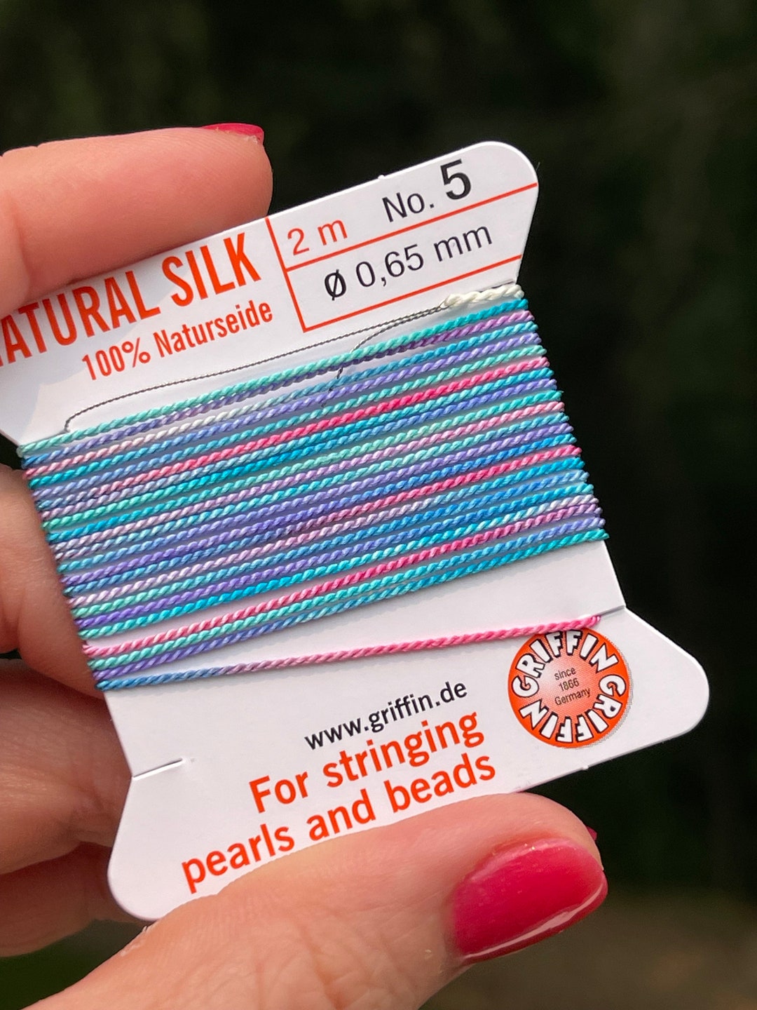 Teal, Purple and Pink Griffin Silk Cord by Bead Snob, Size 2, 3, 4 5, 6 ...