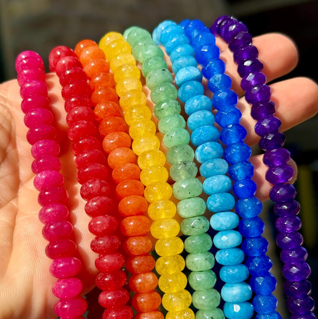 Bright Rainbow 8mm Gemstone Rondelles for Size 8 GRIFFIN Silk, Colorful ...
