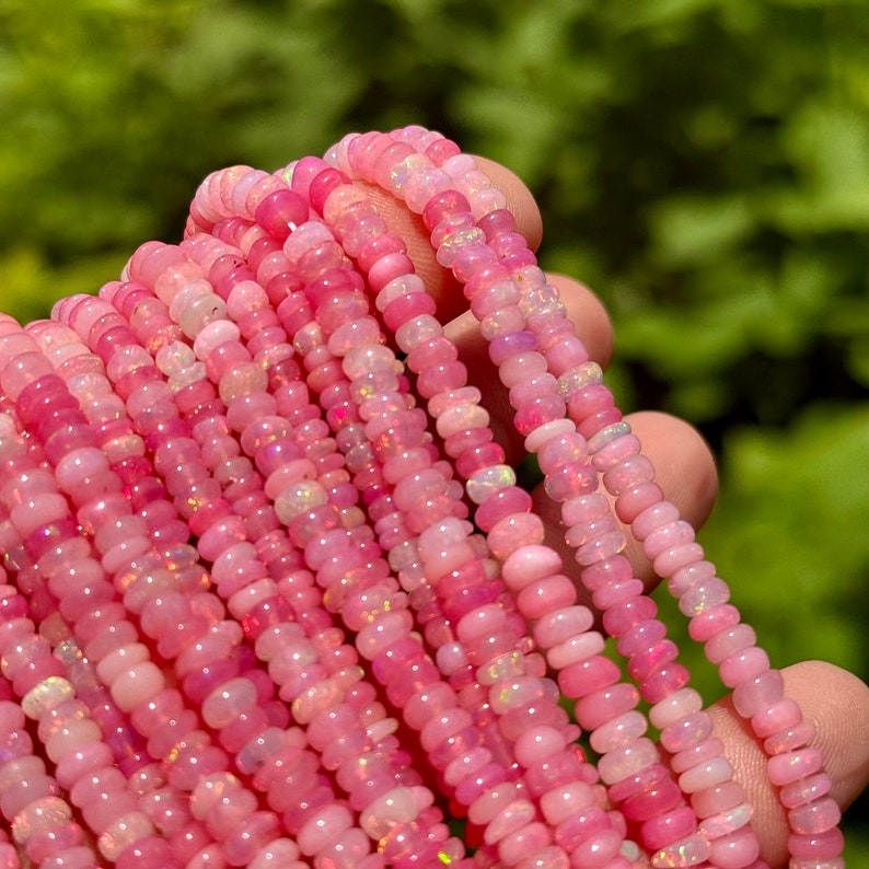 SCRATCH AND DENT, Pink and Cream Ethiopian Opal Rondelles, 3mm - 5mm ...