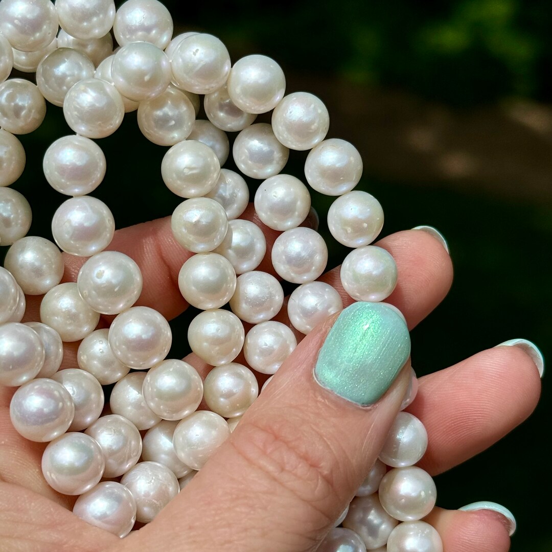 8mm Pearl Beads, 8.5mm Round White Pearls, Cultured Pearl Beads for ...