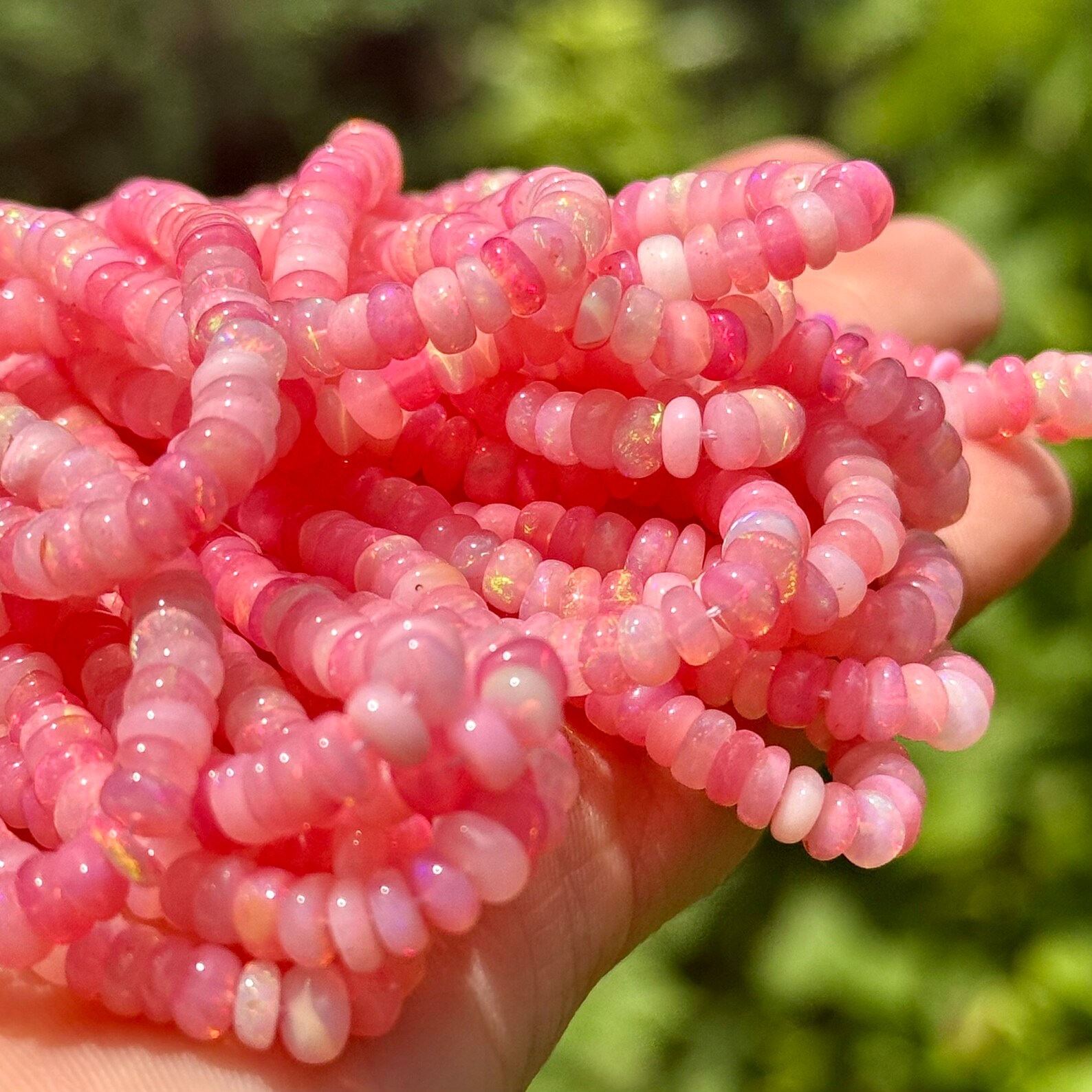 SCRATCH AND DENT, Pink and Cream Ethiopian Opal Rondelles, 3mm - 5mm ...