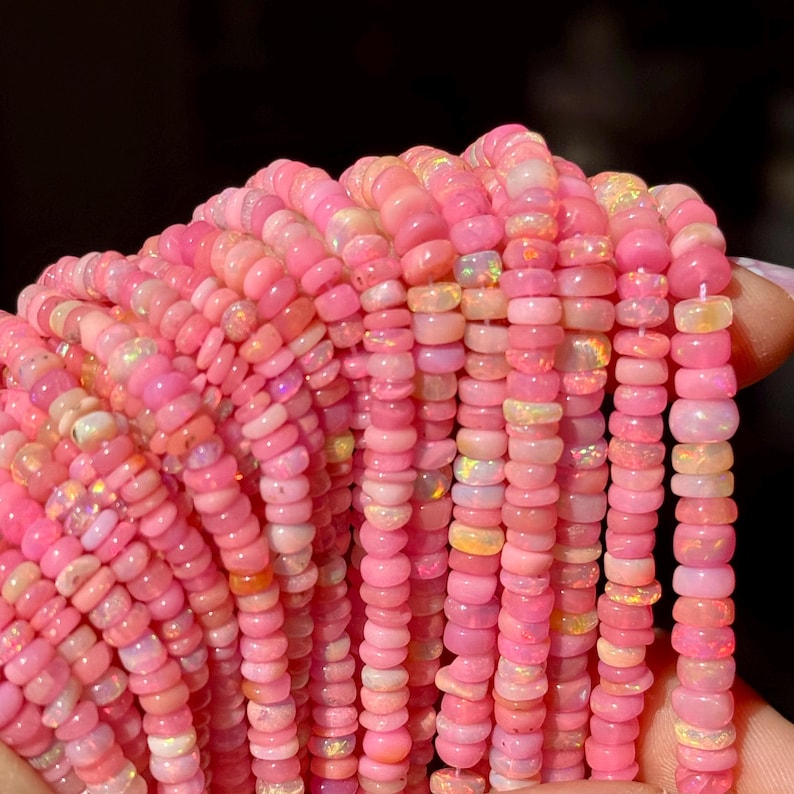 Hot Pink Opal Beads, 3mm to 5mm, 16