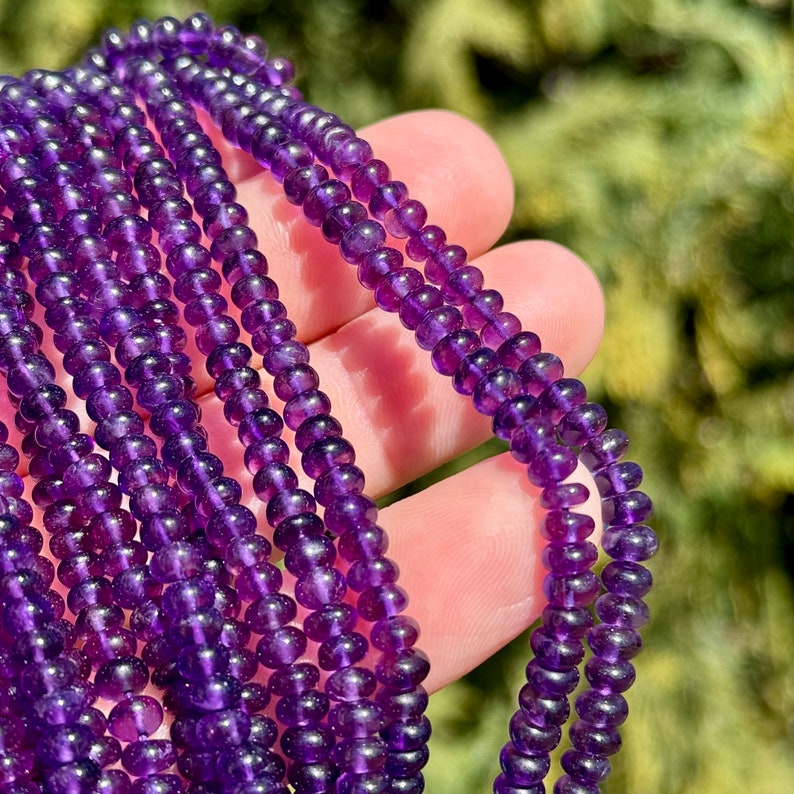 Purple Amethyst Beads, 3mm - 5mm, Graduated Rondelle Strand, Smooth ...