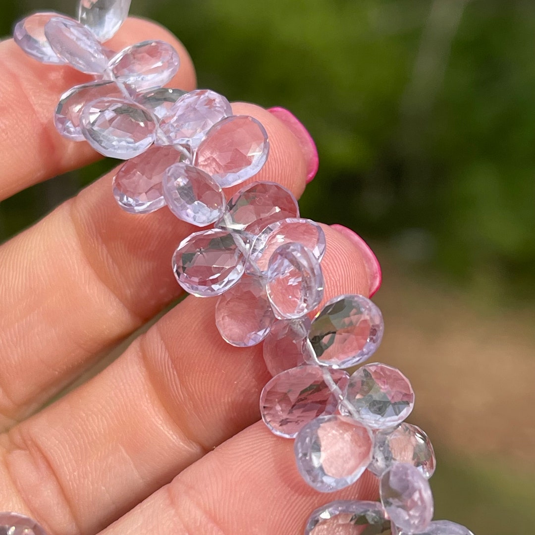 Pink Amethyst Pear Shaped Drops, 8mm - 10mm Top Drilled Briolettes ...