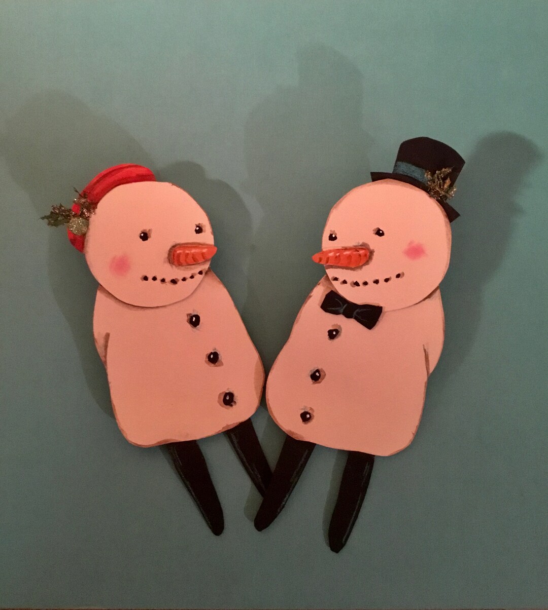 Snowman Cut Outs Winter Couple First Christmas snowman - Etsy