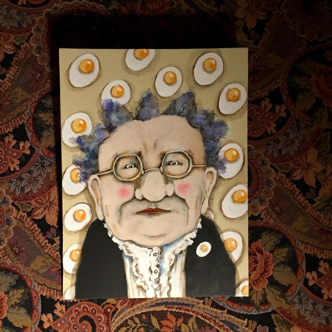Crabby Old Lady Egg Art: 9x12 Hand-painted Illustration by Sandy ...