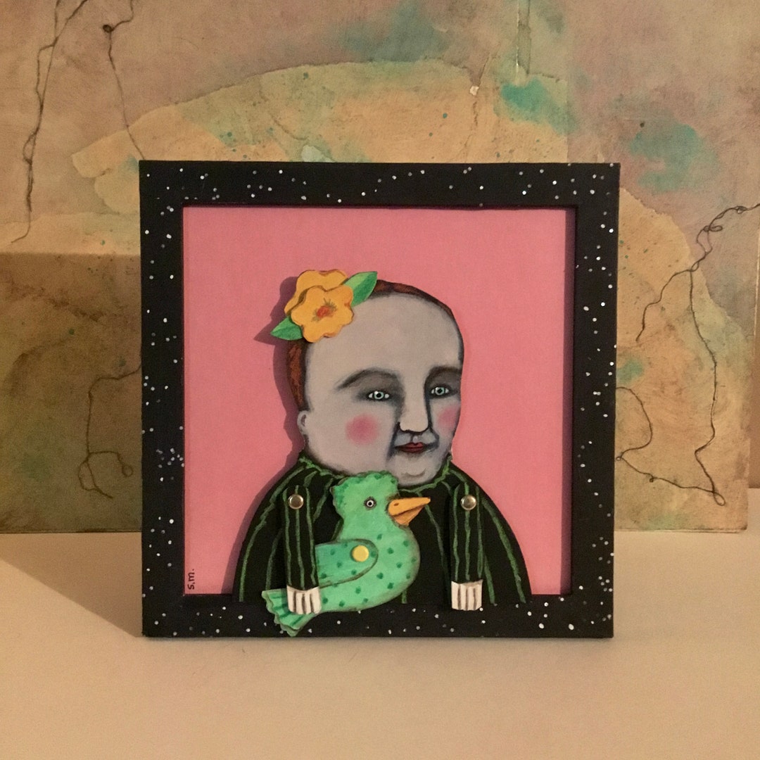 Framed Weird Bird Girl , Sandy Mastroni, Original Cut Out, , Happy ...