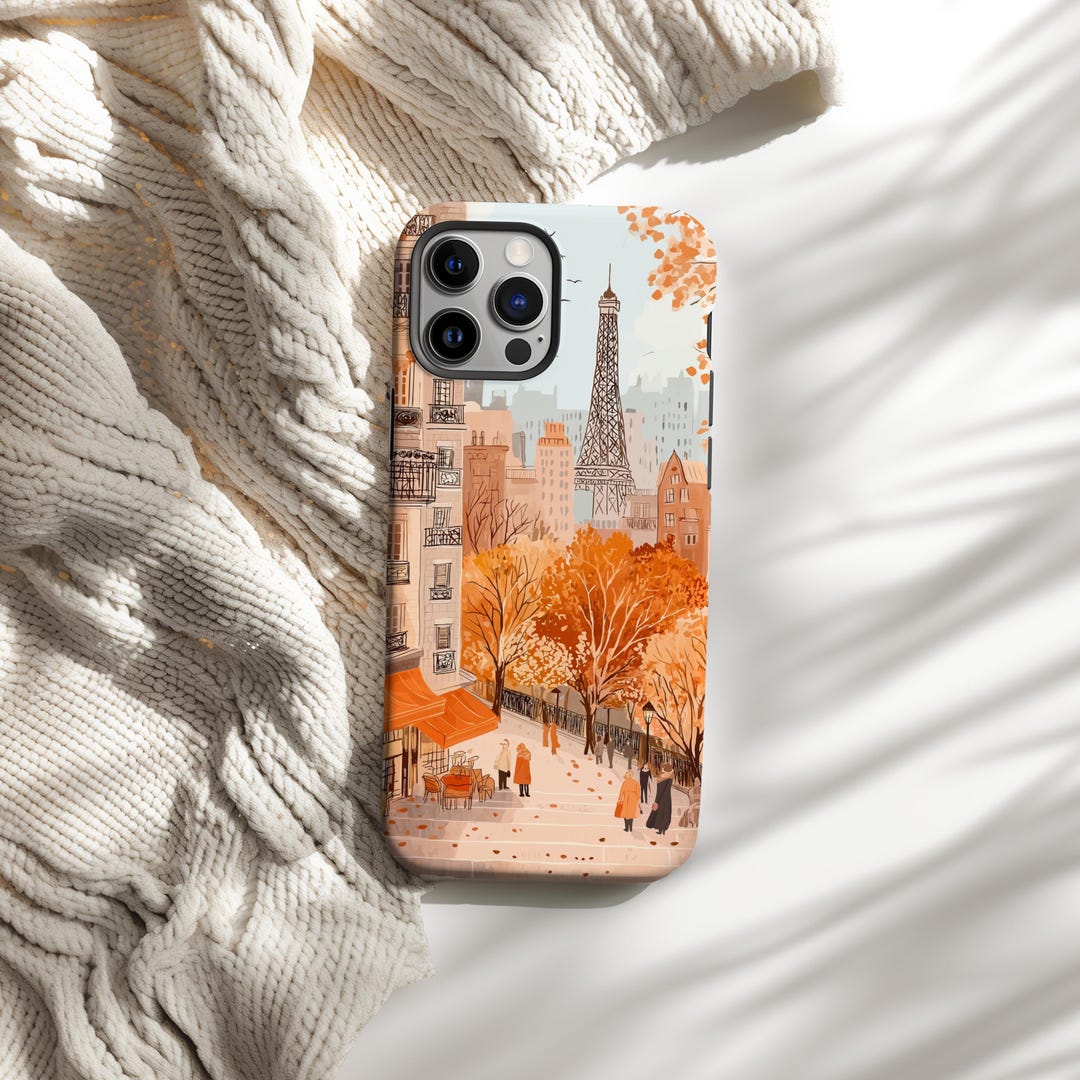 Paris Fall Phone Case: Cozy Café and Leaves Scene (fits iPhone 11-17 ...