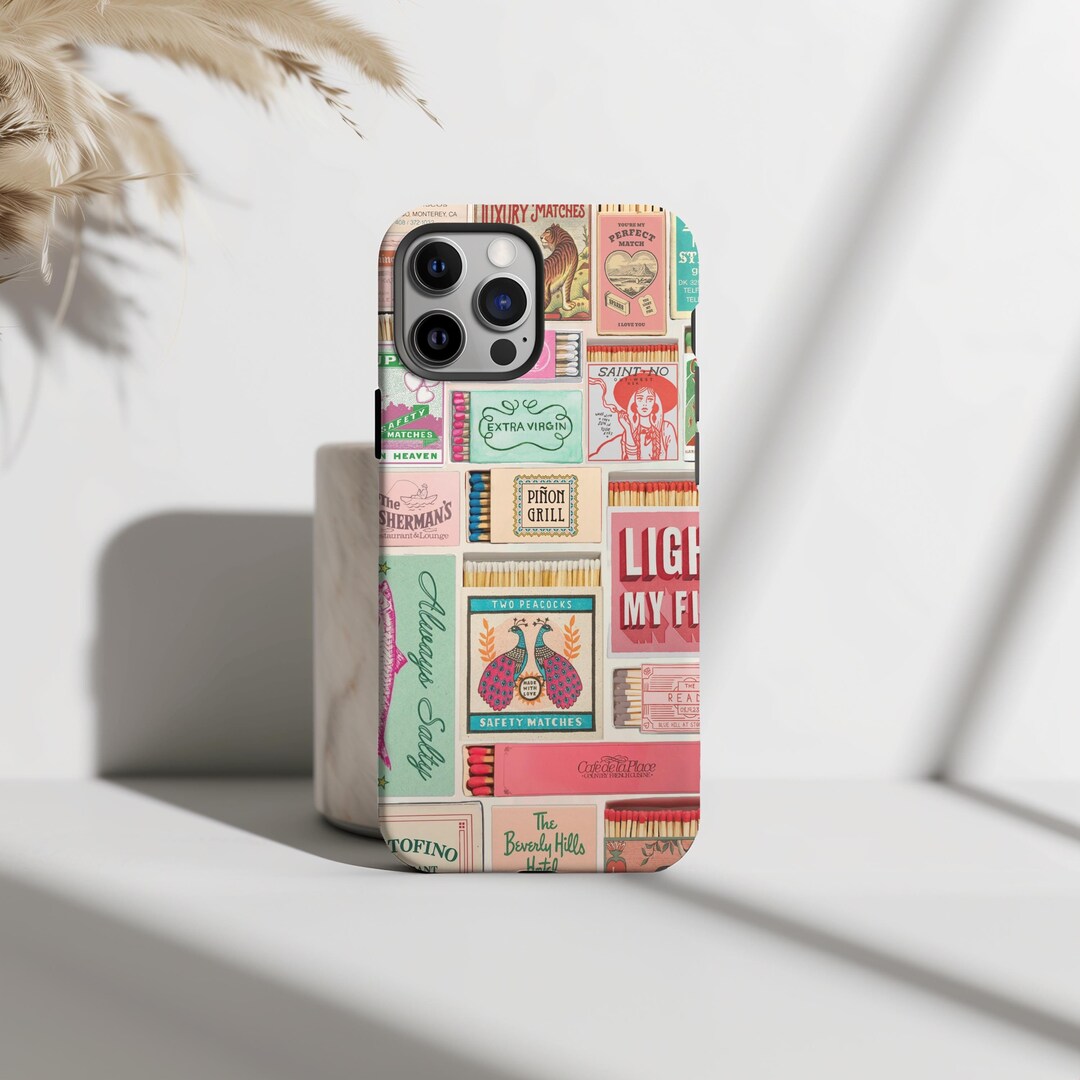 Vintage Matchbox Collage Phone Case, Retro Ephemera Matches, iPhone 16 ...