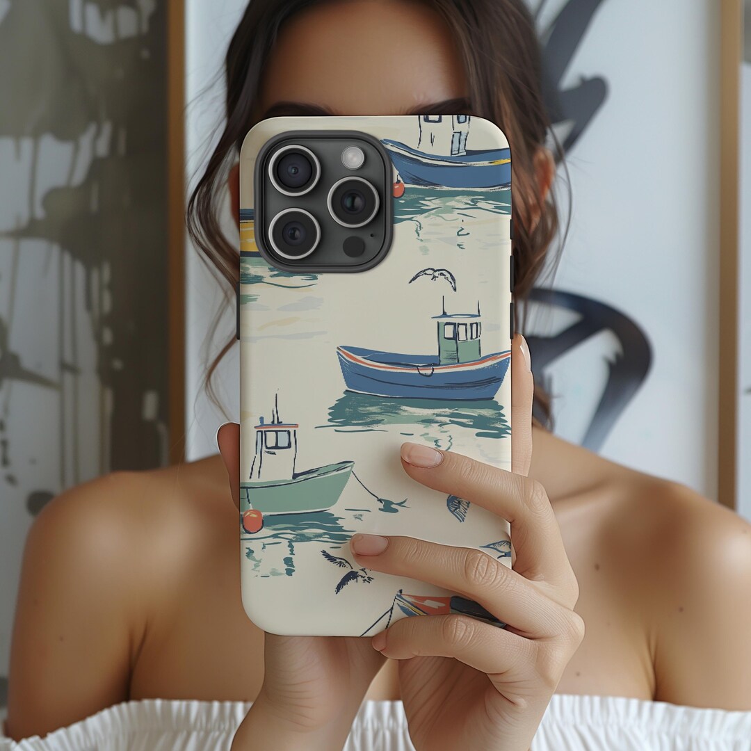 Vintage Coastal Boat Watercolor Phone Case, Pastel Nautical, iPhone 16 ...