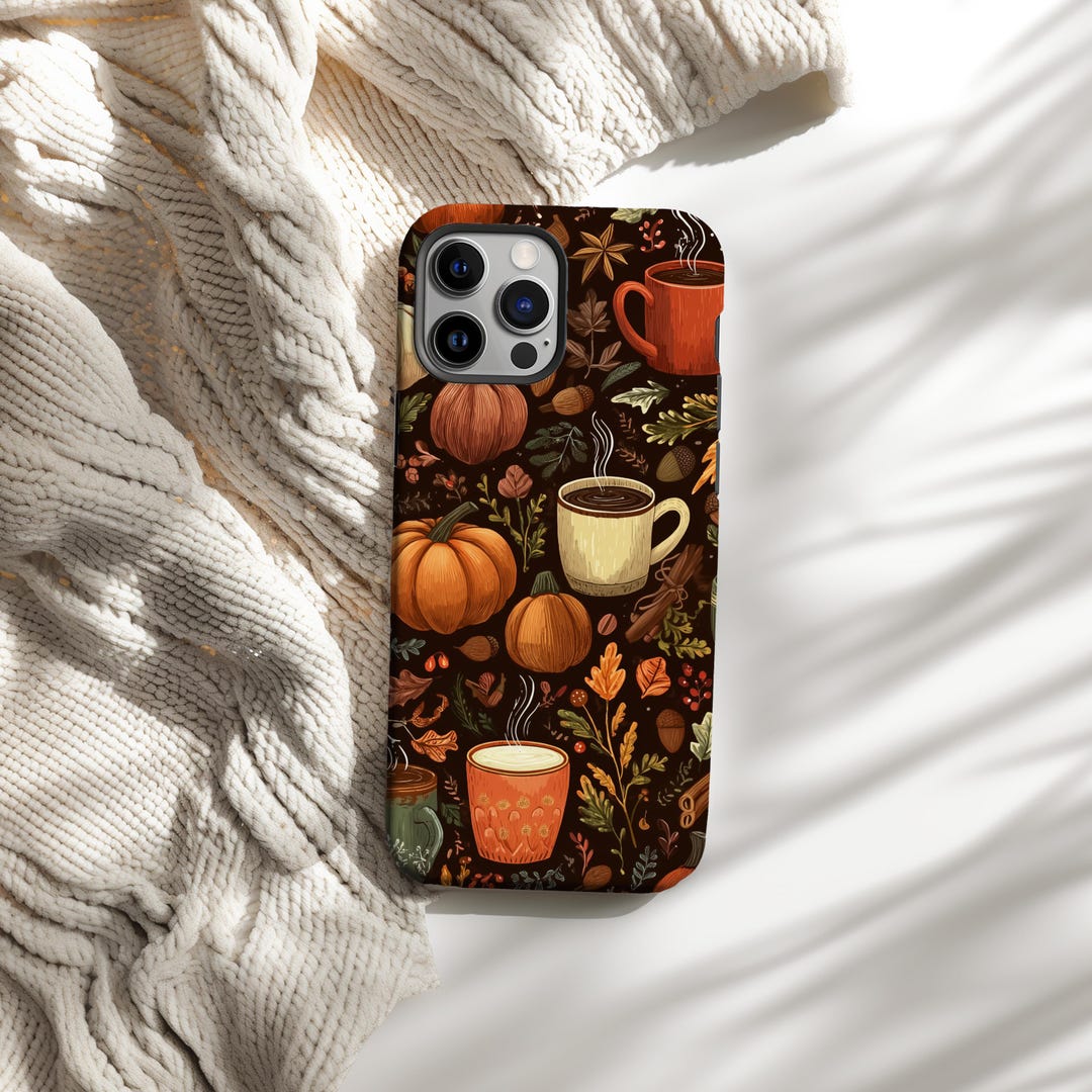 Dark Cottagecore Pumpkin Spice Coffee Phone Case – Cozy Fall Aesthetic ...