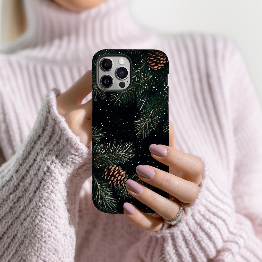 Pinecone Winter Night Phone Case – Dark Snowy Christmas Holiday ...