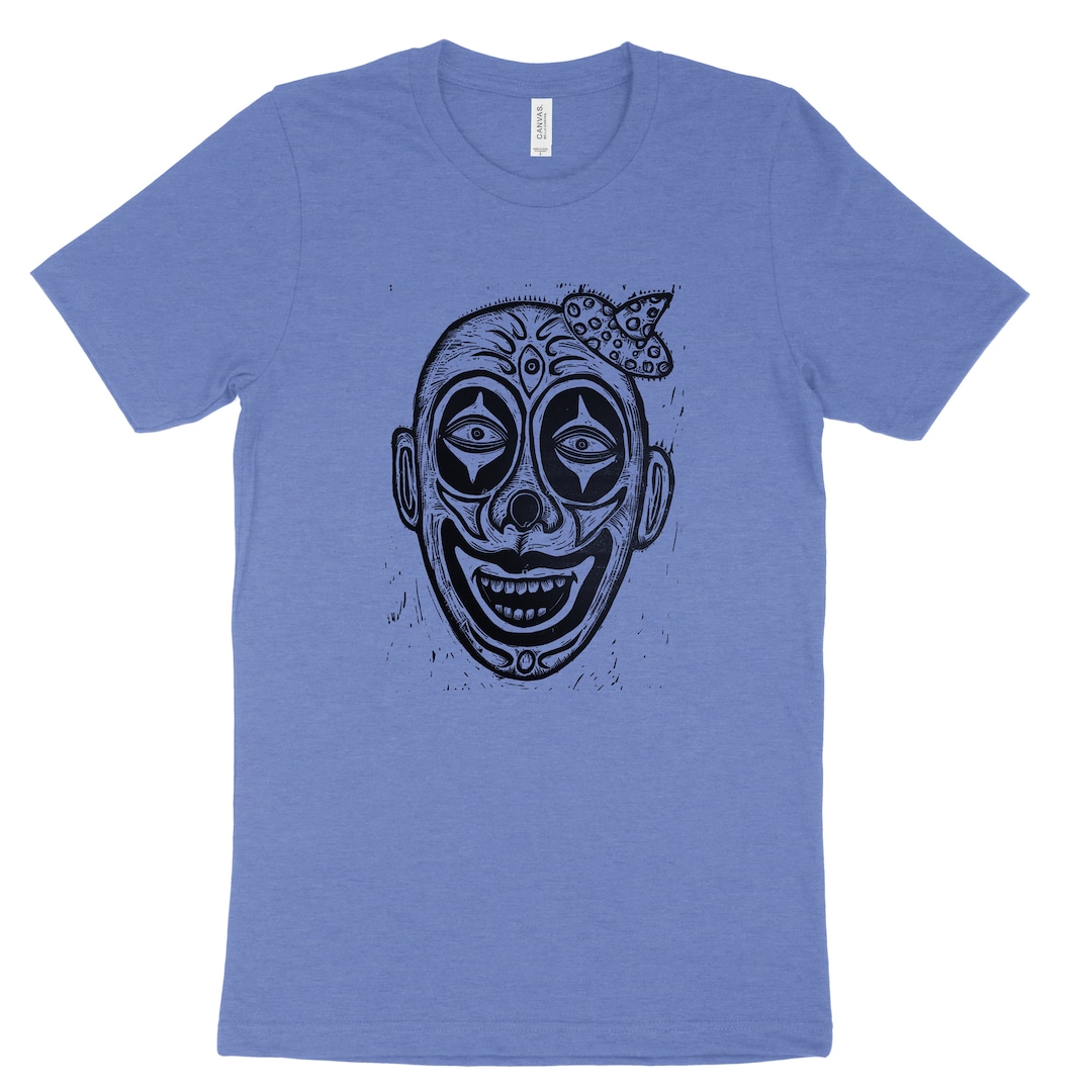 Clown Linocut Handprinted T-shirt - Etsy