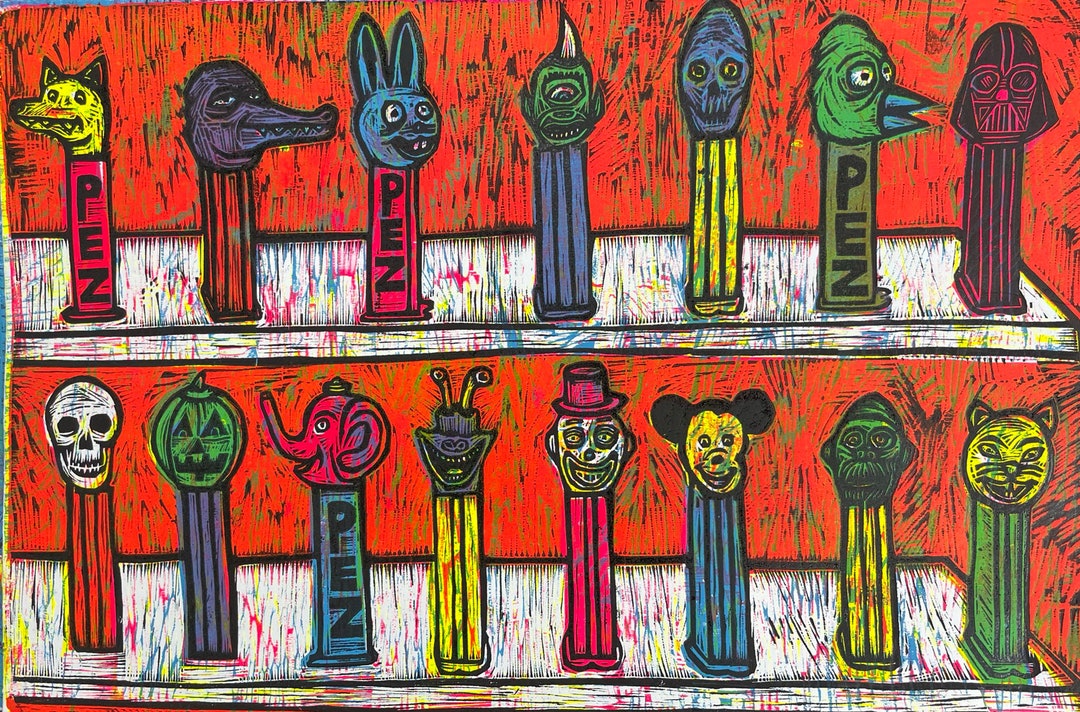 Pez Color Multi Color Handpulled Woodcut Print - Etsy