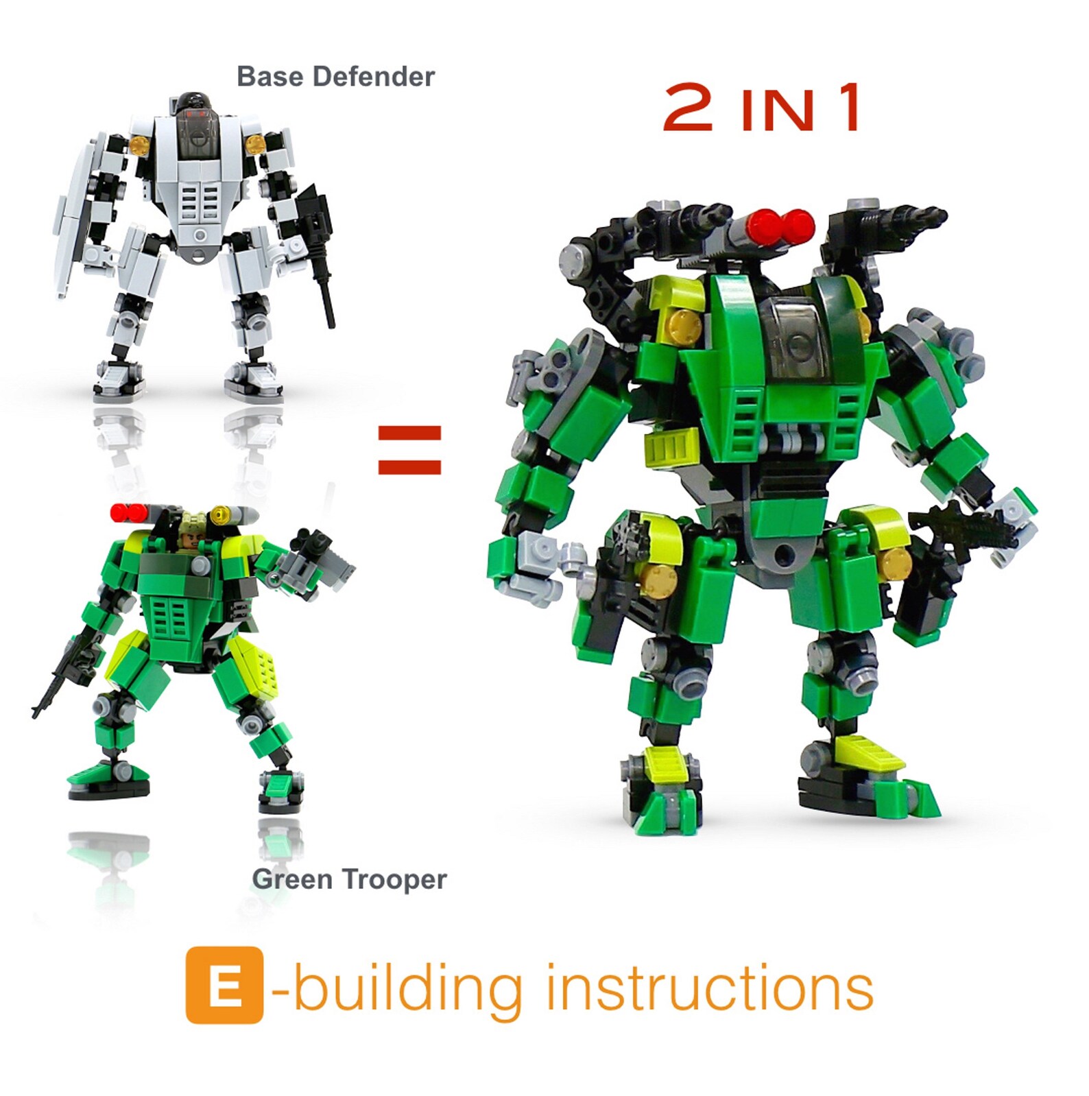 Mecha Frame 1+1 Bundle MF05-A01 Base Defender & MF05-G01 Green Trooper ...