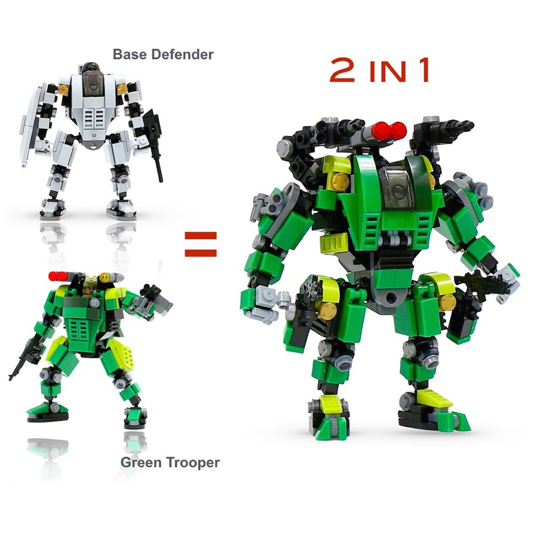 Mecha Frame 11 Bundle MF05-A01 Base Defender & MF05-G01 Green Trooper ...