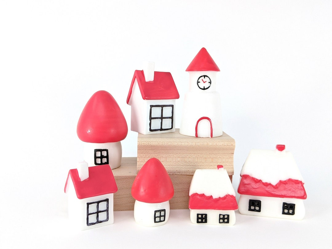 Miniature Figurines, Set of 7 Houses (ornaments for Miniature Dollhouse ...