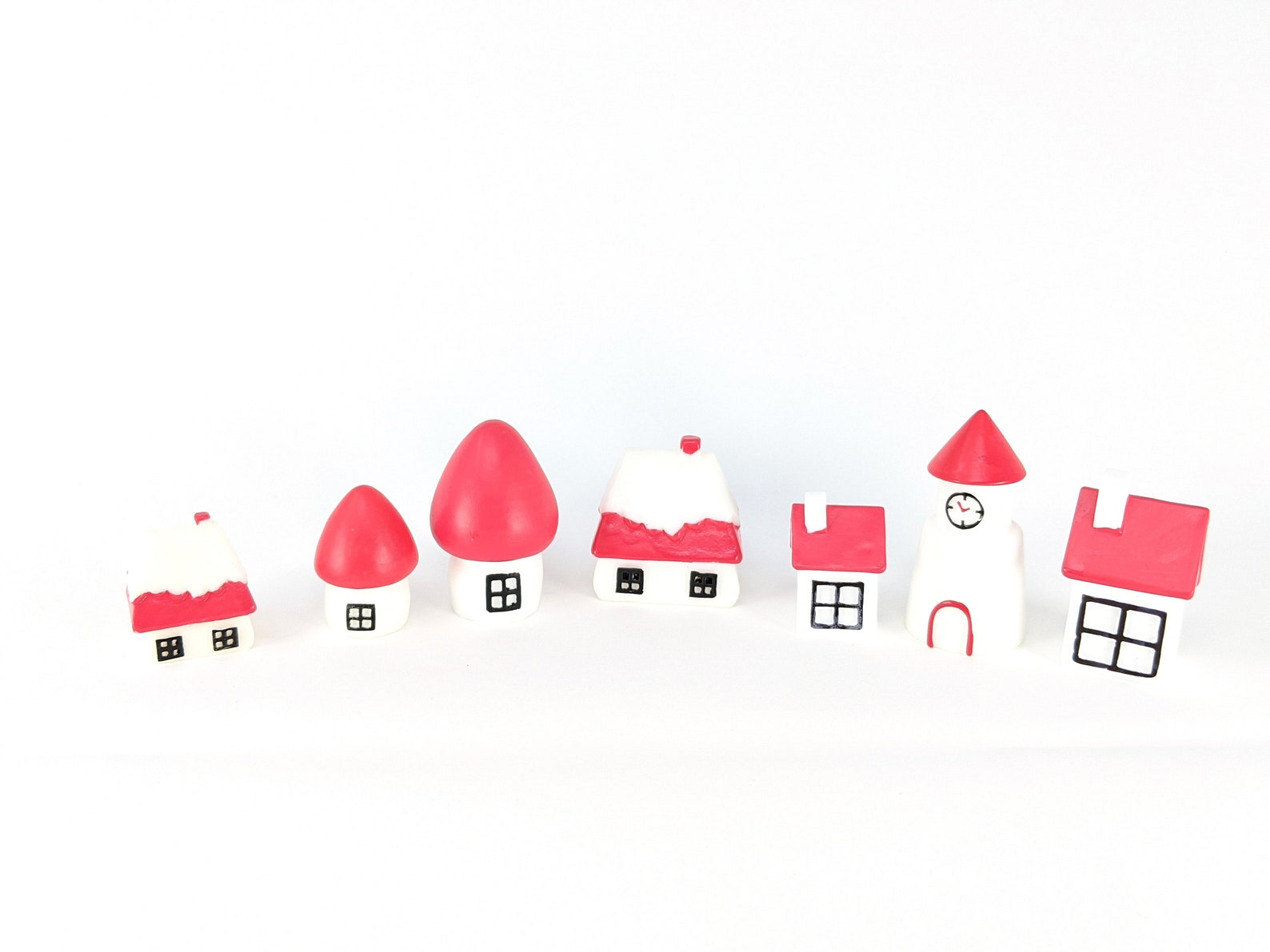 Miniature Figurines, Set of 7 Houses (ornaments for Miniature Dollhouse ...