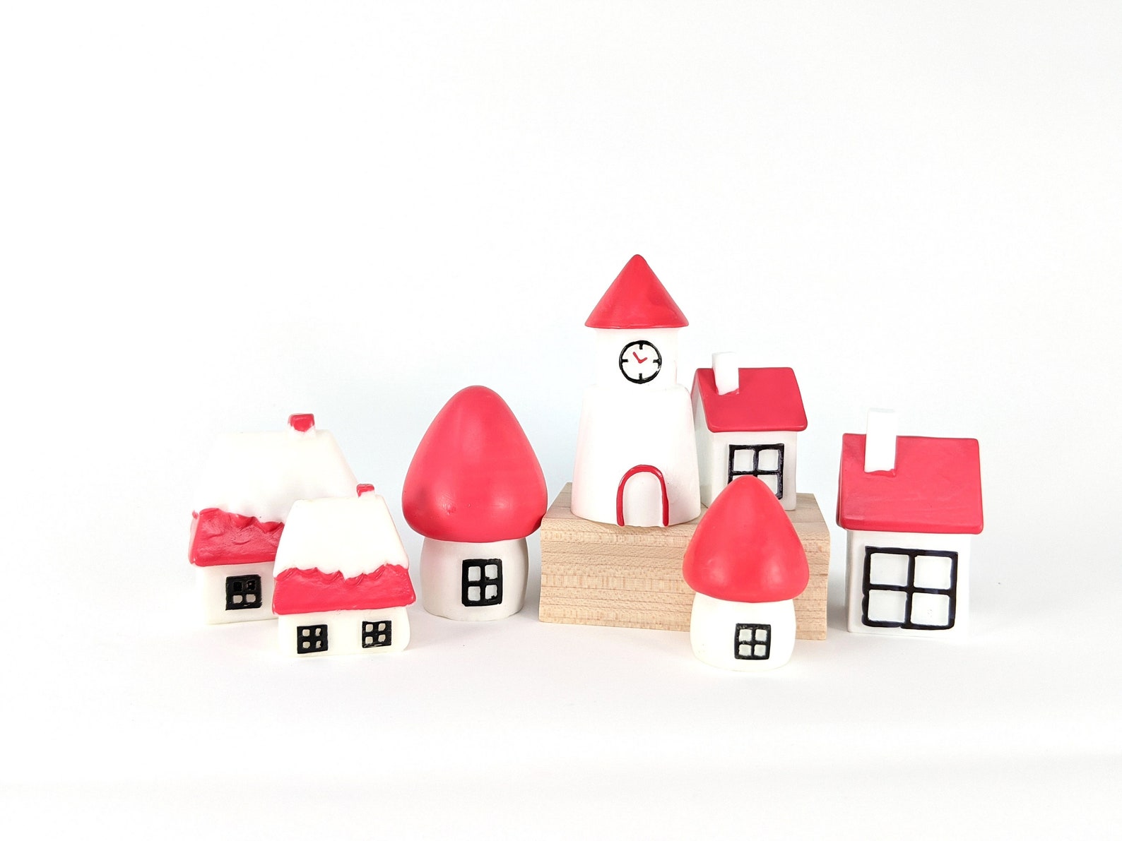 Miniature Figurines, Set of 7 Houses (ornaments for Miniature Dollhouse ...