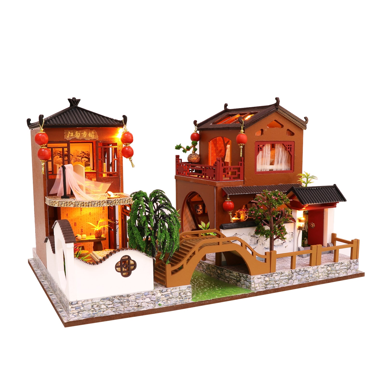 Miniature Dollhouse DIY Kit Wooden Chinese Villas With | Etsy