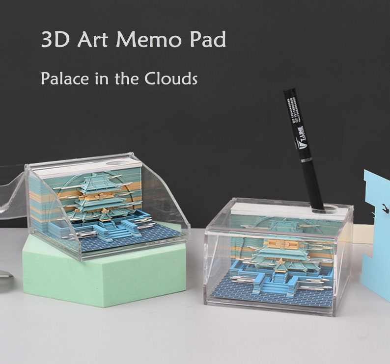 3D Art Memo Pad Palace in Clouds - Etsy