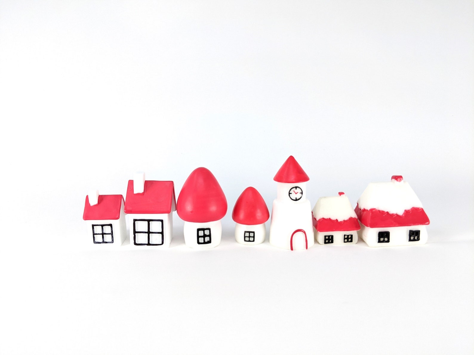 Miniature Figurines, Set of 7 Houses (ornaments for Miniature Dollhouse ...