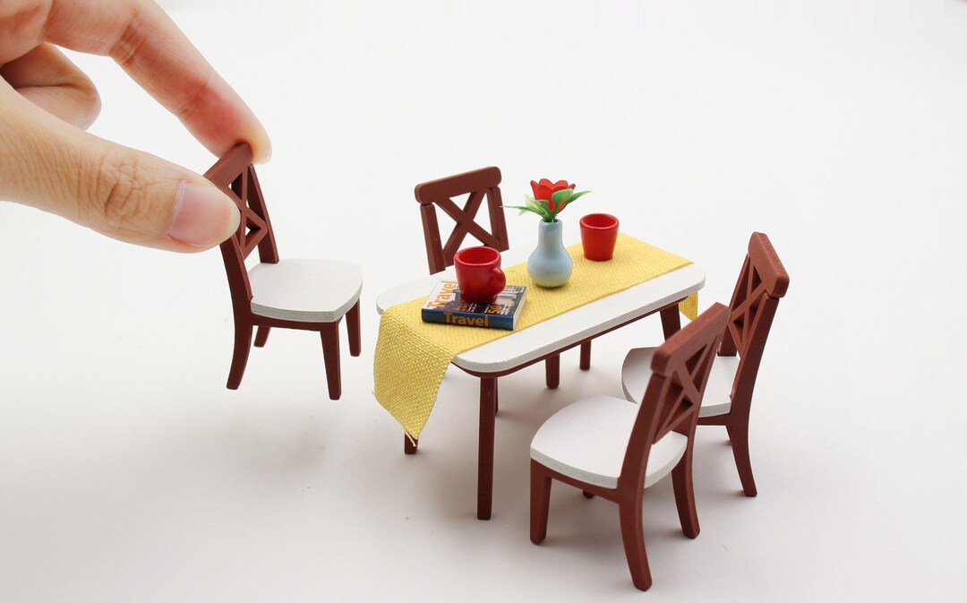1:18 Scale Miniature Dollhouse Furniture DIY Kit – Dining Table Set ...