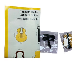1:18 Scale Miniature Dollhouse Instrument DIY Kit – Guitar and Stand ...