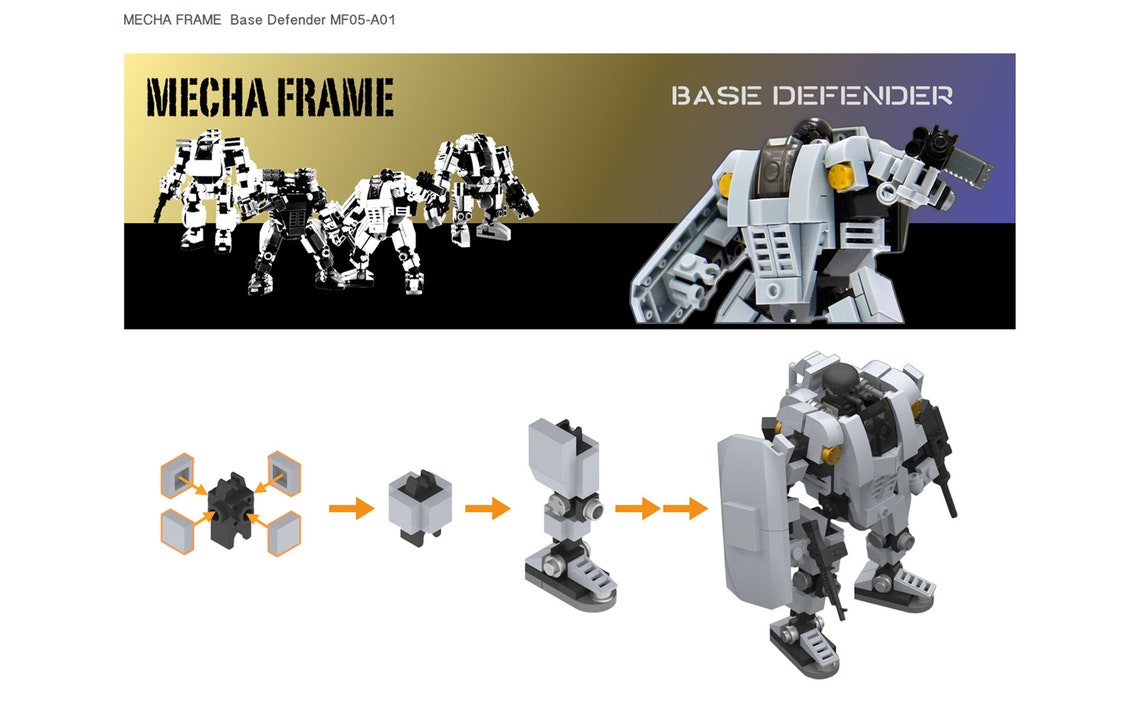 Mecha Frame 1+1 Bundle MF05-A01 Base Defender & MF05-G01 Green Trooper ...