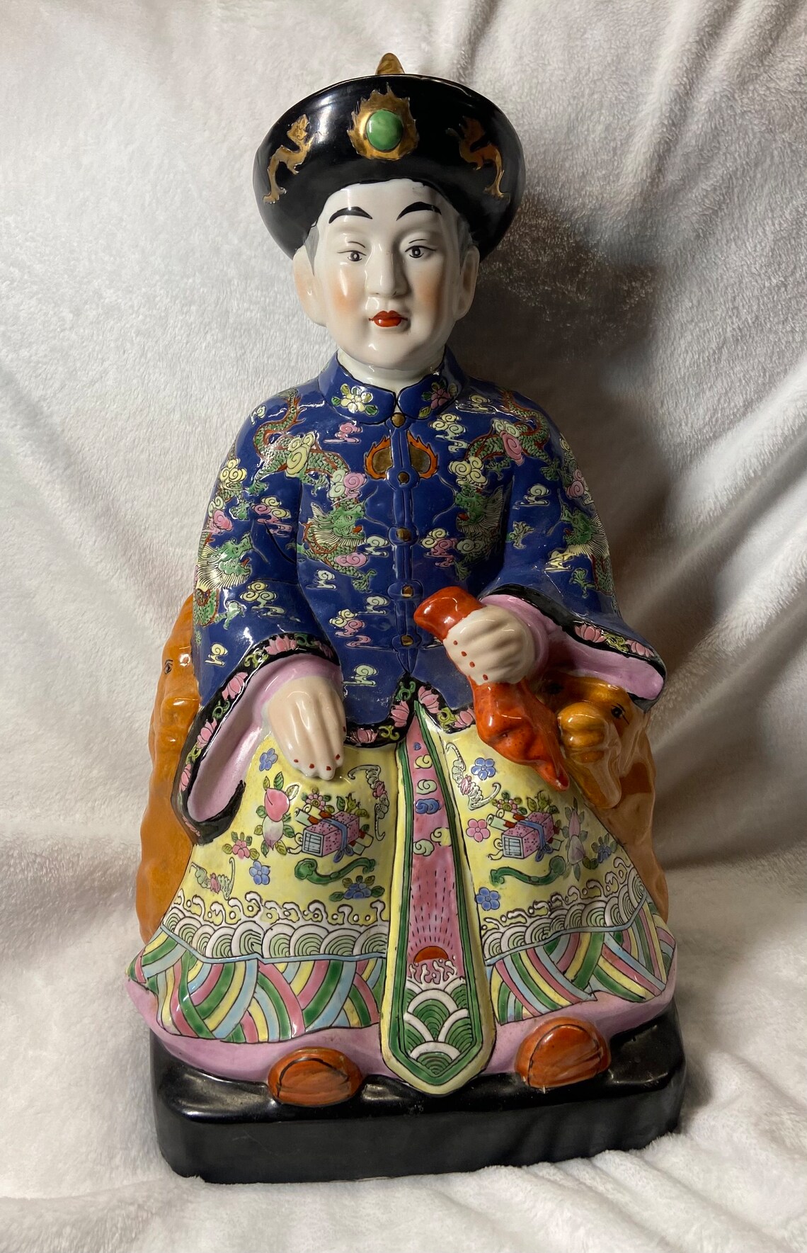 Chinese Emperor Statue, Very RARE Hand Painted Porcelain Antique - Etsy
