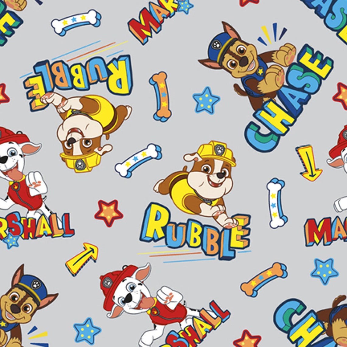 Paw Patrol Cotton Fabric Paw Patrol On Gray Yard Etsy