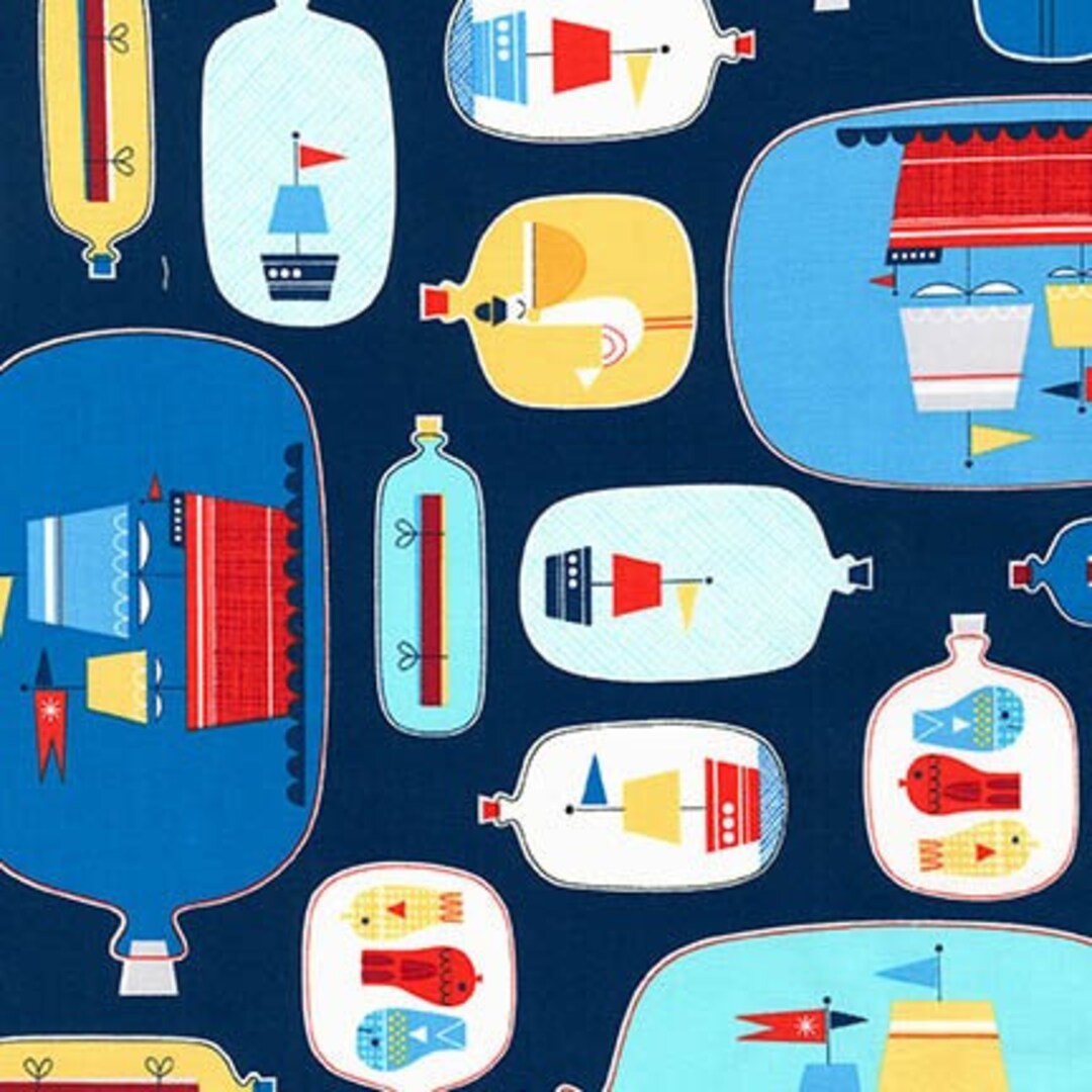 Message in a Bottle by Suzy Ultman, Ships in a Bottle on Nautical Blue ...