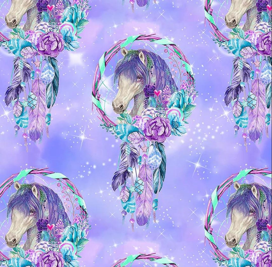 Gypsy Violet by Blank Quilting Fabrics, Horse in Wreaths in Lilac - Etsy