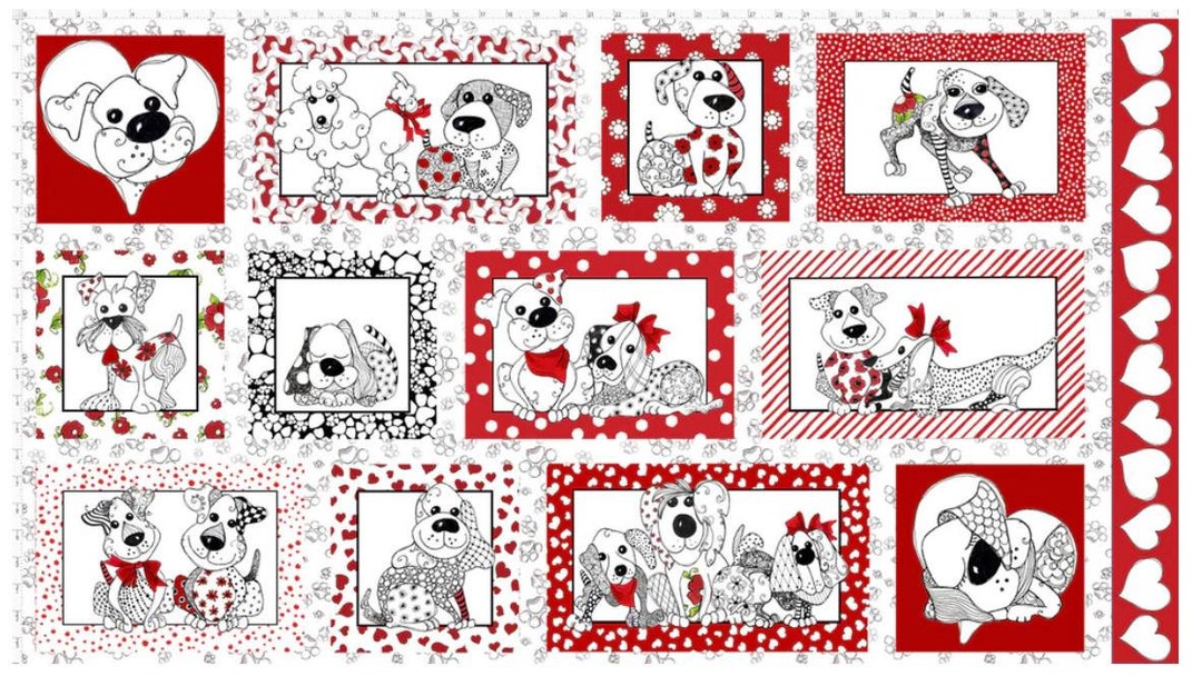 Puppy Love Fabric Panel by Loralie Designs, 24" Panel - Etsy