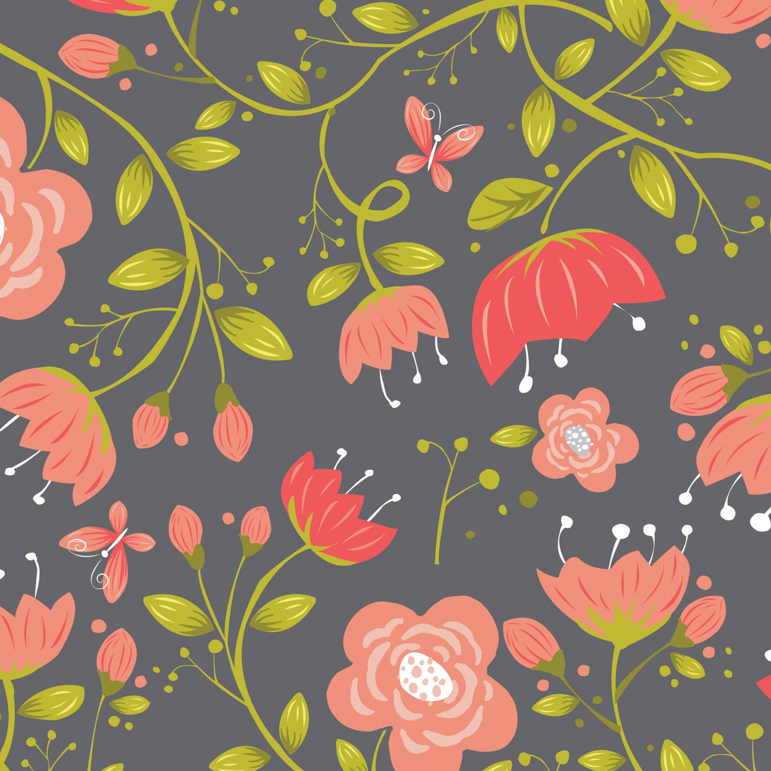 NEW From Camelot Fabrics Its a Birds Life FLORAL in Iron Grey - Etsy