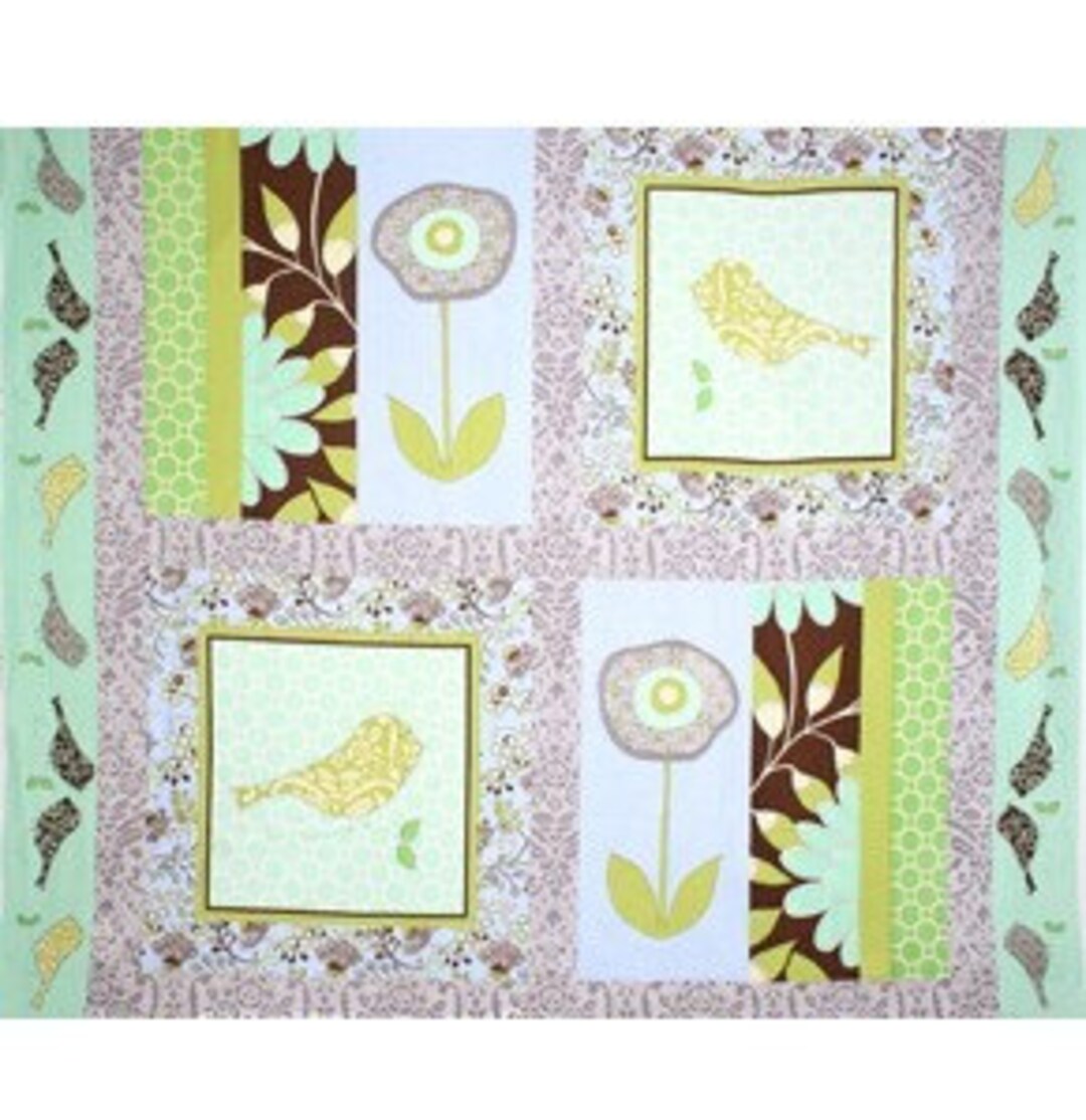 Snow Bird in Grey by Dena Designs, 100% Cotton Panel - Etsy