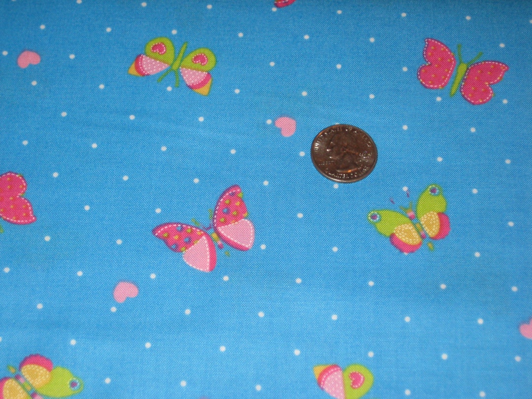 Simply Sweet Polka Dots and Butterflies on Blue by Quilting Treasures ...
