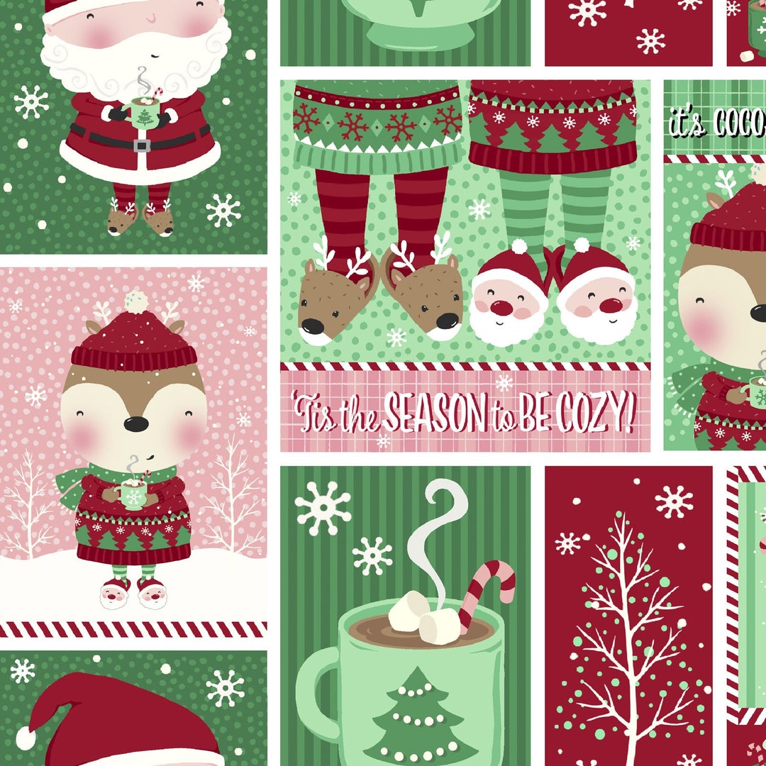 NEW Snow and Hot Cocoa, "cocoa Pals Patch" From 3 Wishes Fabric. 100% ...