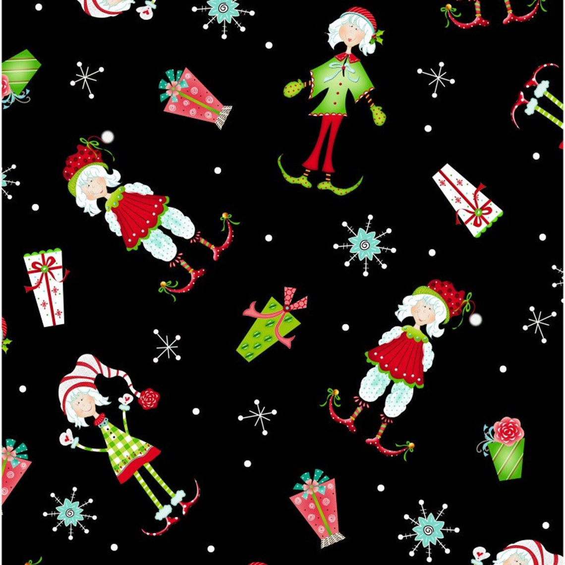 Tinsel Toes by Henry Glass Fabrics Star Burst on White Yard | Etsy