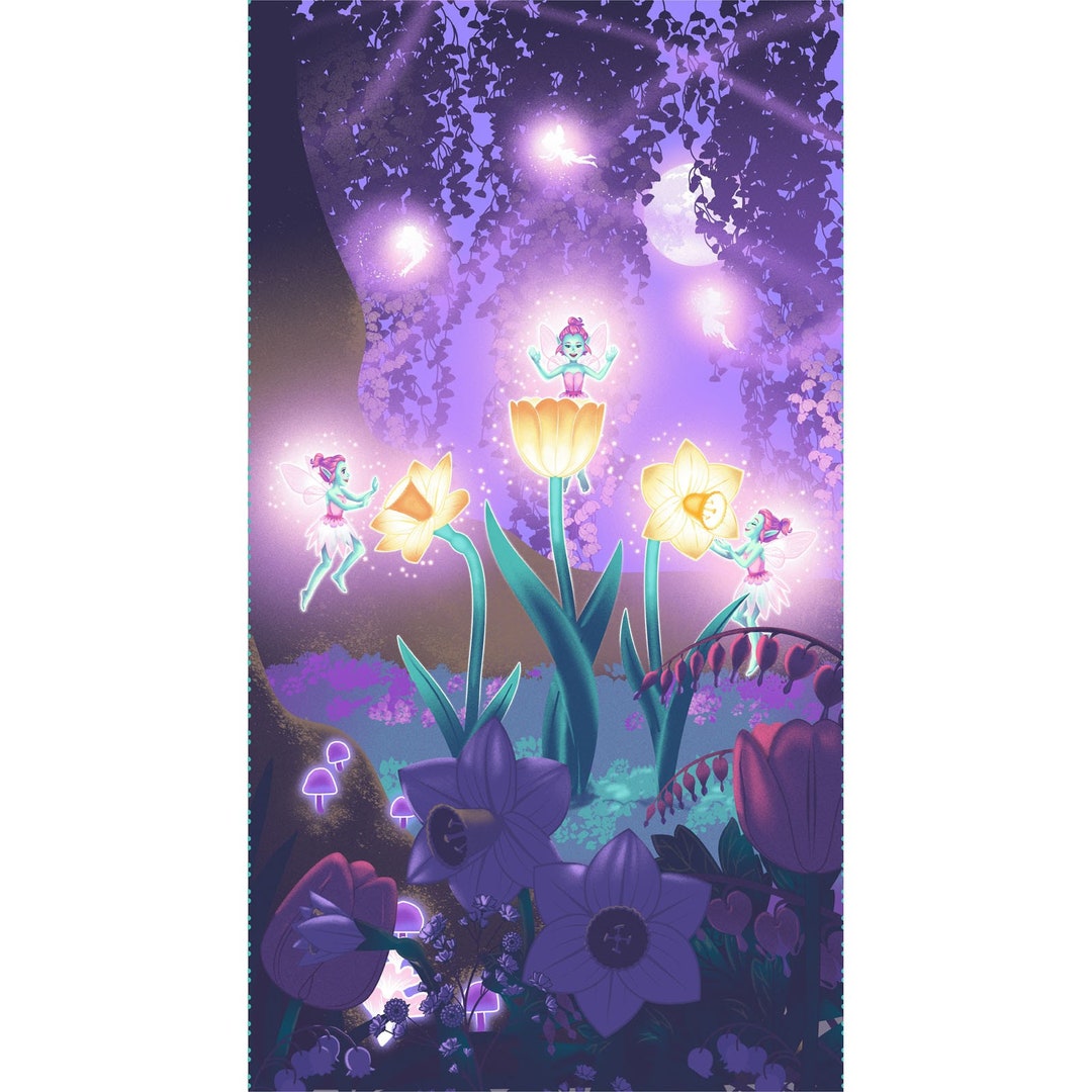 Pixies & Petals Panel, 24" Pixie Panel - GLOW in the DARK, From Henry ...