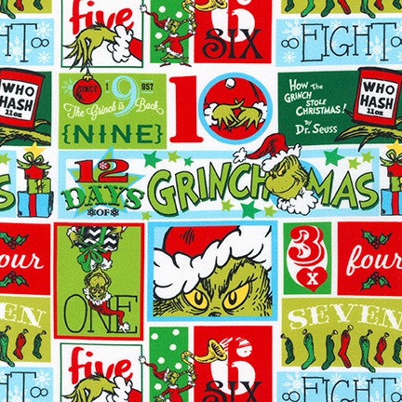 Dr. Seuss' How the Grinch Stole Christmas, by the Numbers, 100% Cotton ...