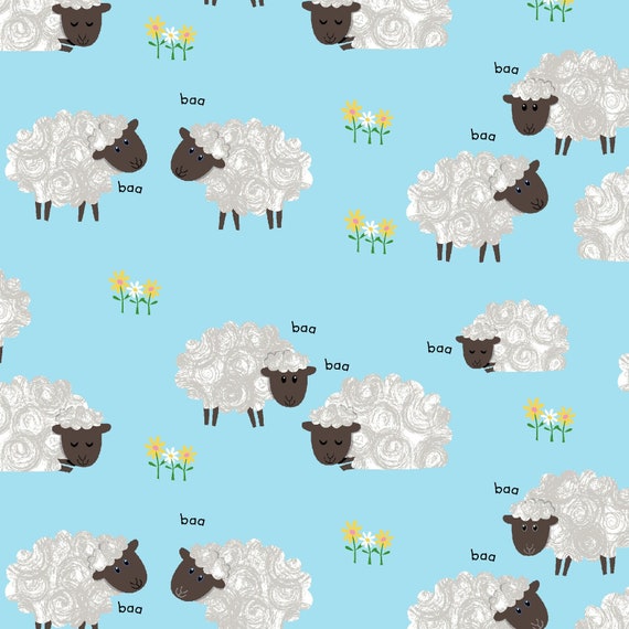 Best Friends Farm Blue sheep by Henry Glass Fabrics yard | Etsy