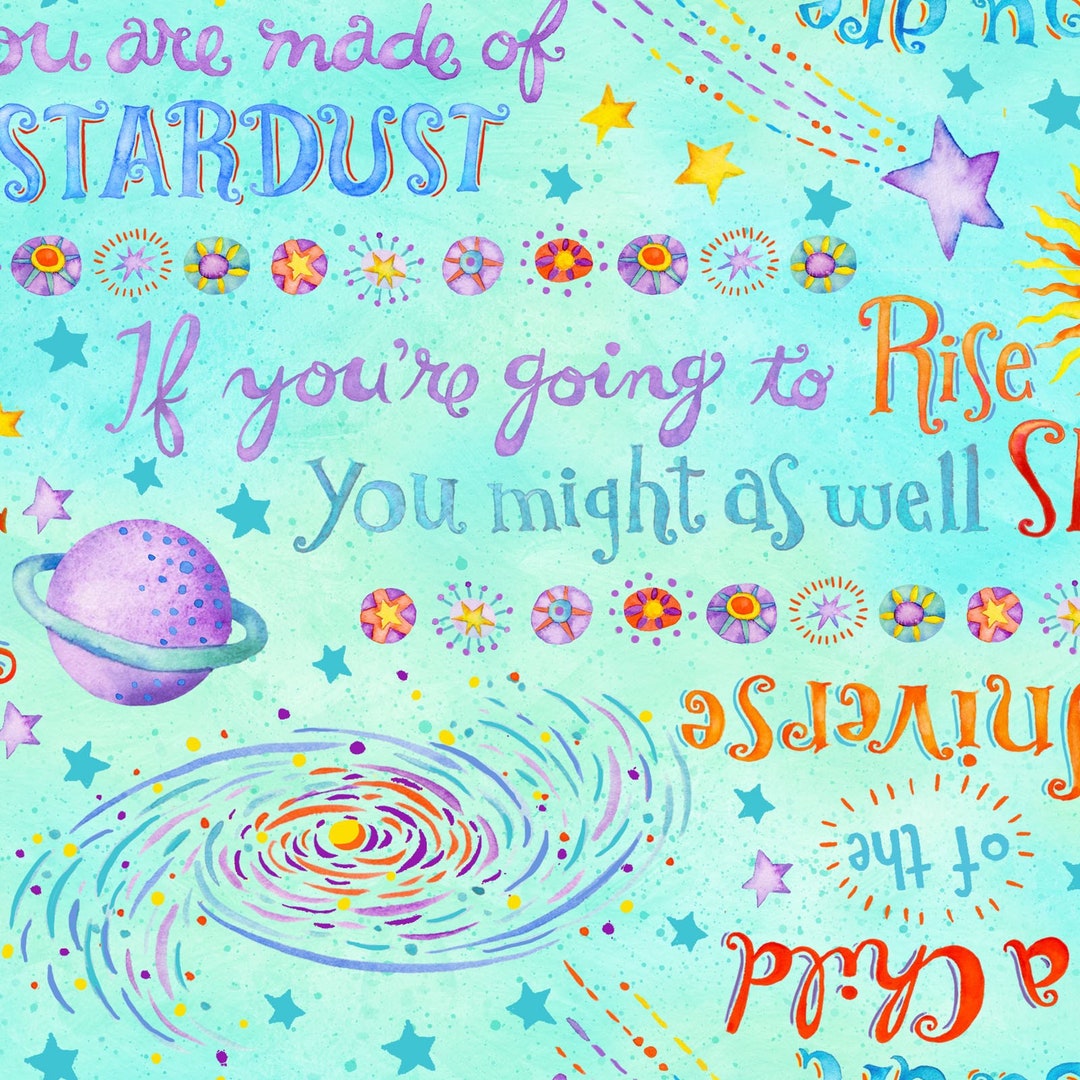 Stay Wild Moon Child , "words" on Aqua, Henry Glass Fabrics, Yard - Etsy