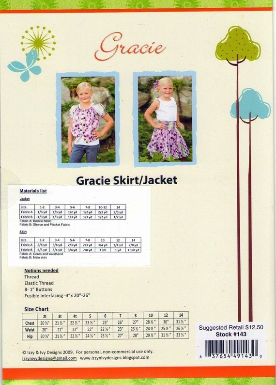 Izzy and Ivy Patterns Gracie Skirt and Jacket Pattern - Etsy
