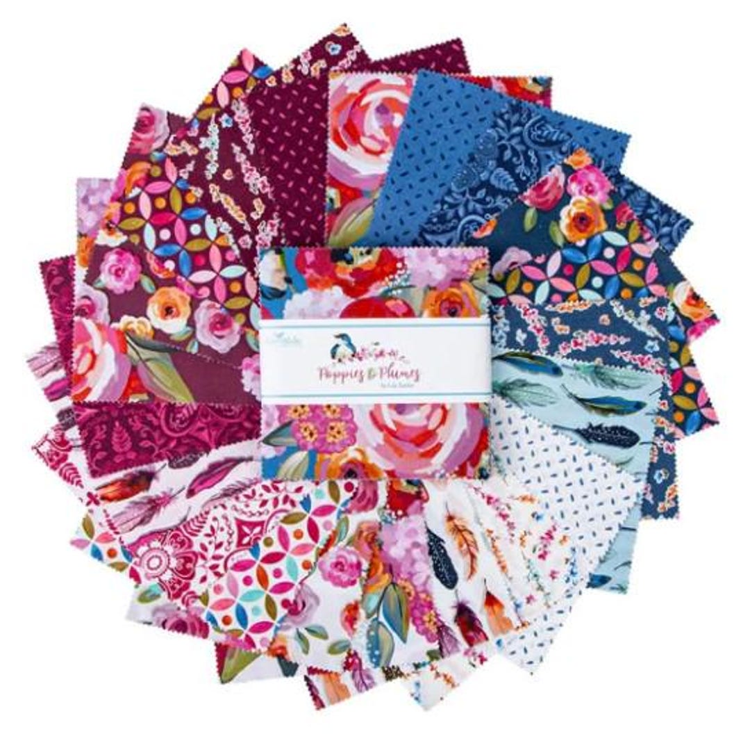 Poppies and Plumes, 5" Square Pack by Lila Tueller for Riley Blake ...