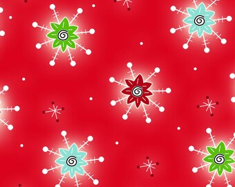 Tinsel Toes by Henry Glass Fabrics Star Burst on White Yard | Etsy